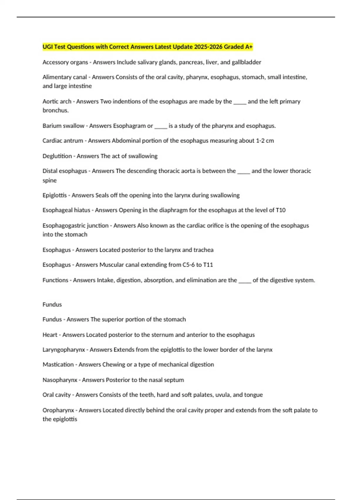 UGI Test Questions with Correct Answers Latest Update Graded A+ - UGI ...