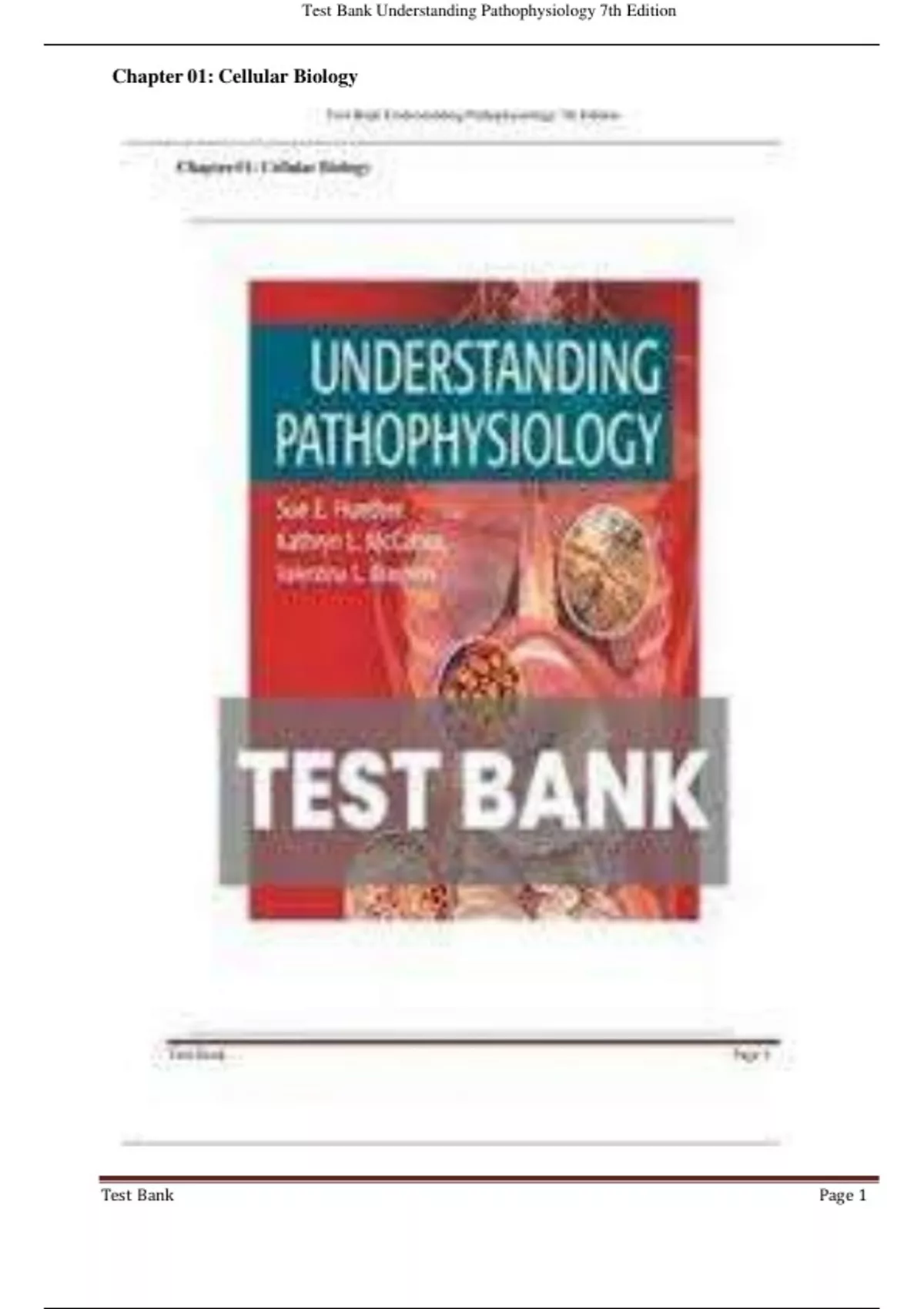 TEST BANK FOR Understanding Pathophysiology, 7th Edition by Sue E ...