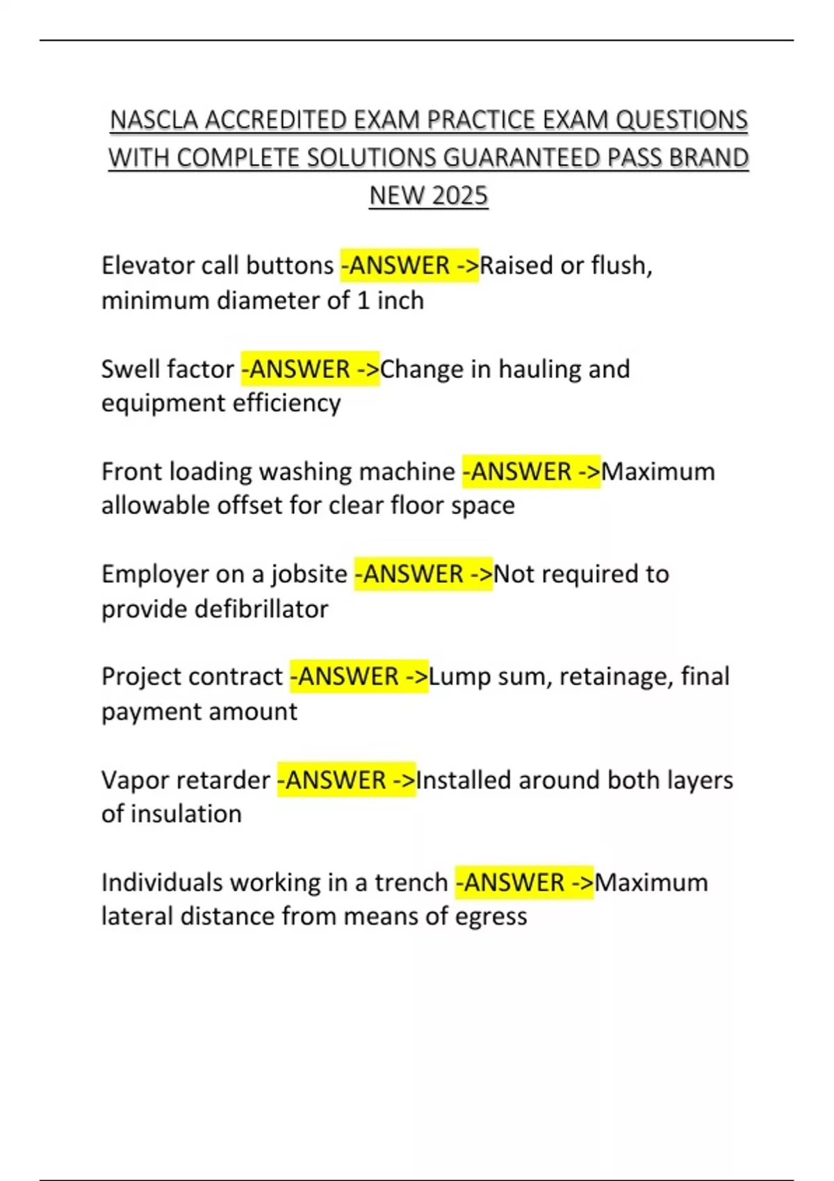 NASCLA ACCREDITED EXAM PRACTICE EXAM QUESTIONS WITH COMPLETE SOLUTIONS ...