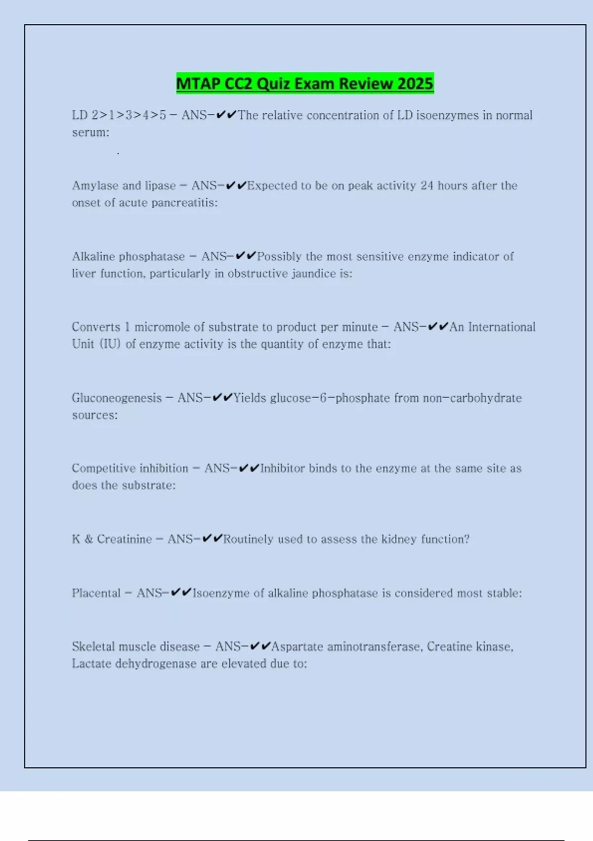 MTAP CC2 Quiz Exam Review 2025 - MTAP CC2 - Stuvia US