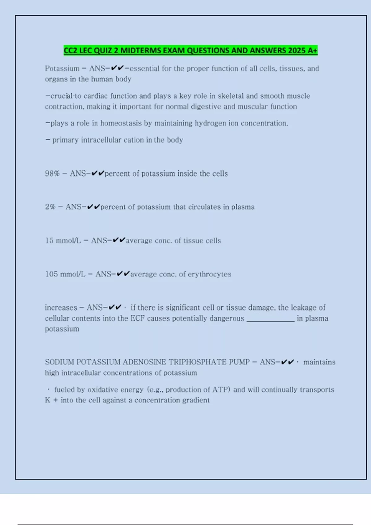 CC2 LEC QUIZ 2 MIDTERMS EXAM QUESTIONS AND ANSWERS 2025 A+ - CC2 LEC - Stuvia US