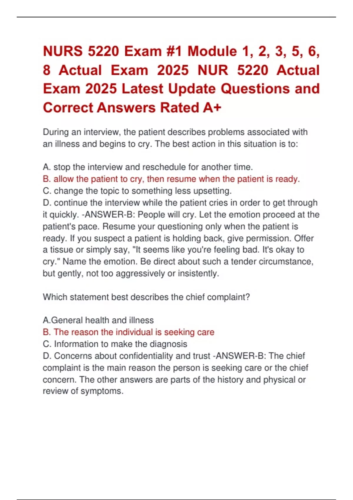 NURS 5220 Exam #1 Module 1, 2, 3, 5, 6, 8 Actual Exam 2025 NUR 5220 ...