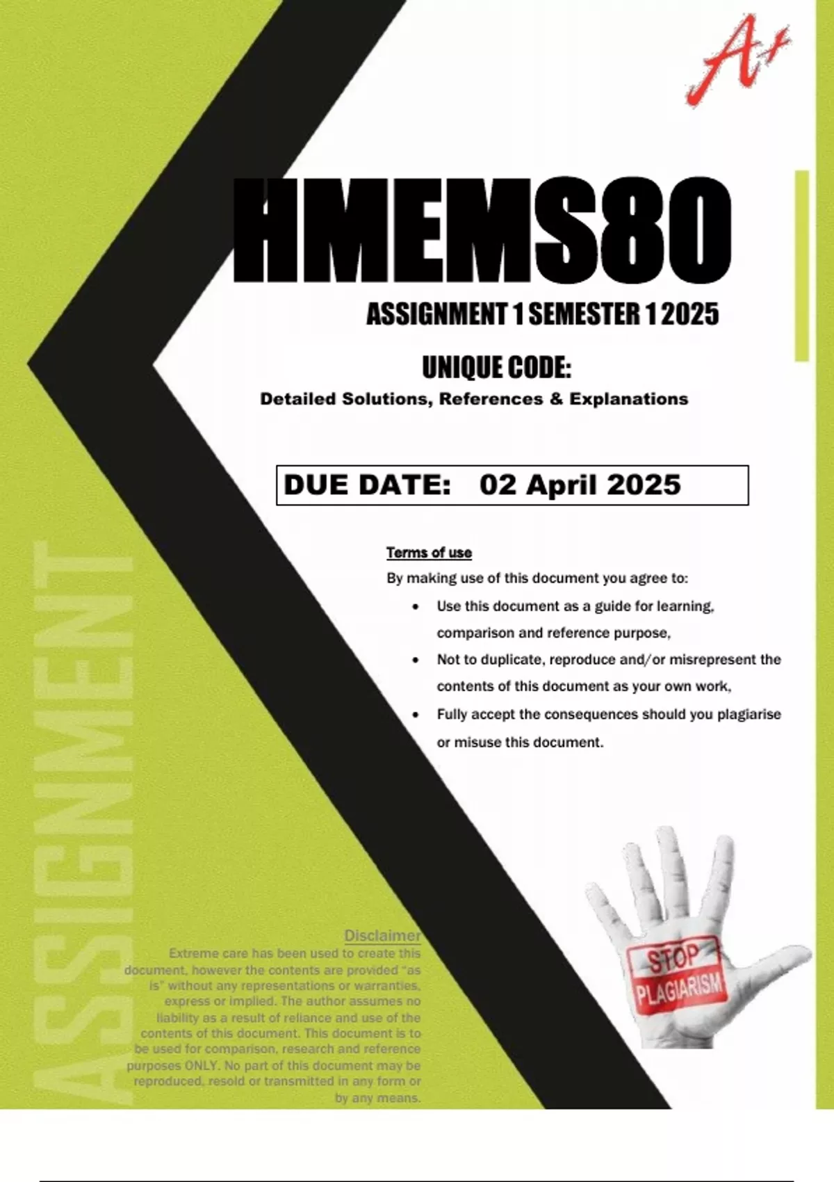 HMEMS80 assignment 1 semester 1 2025 - Research methodology (HMEMS80) - Stuvia SA