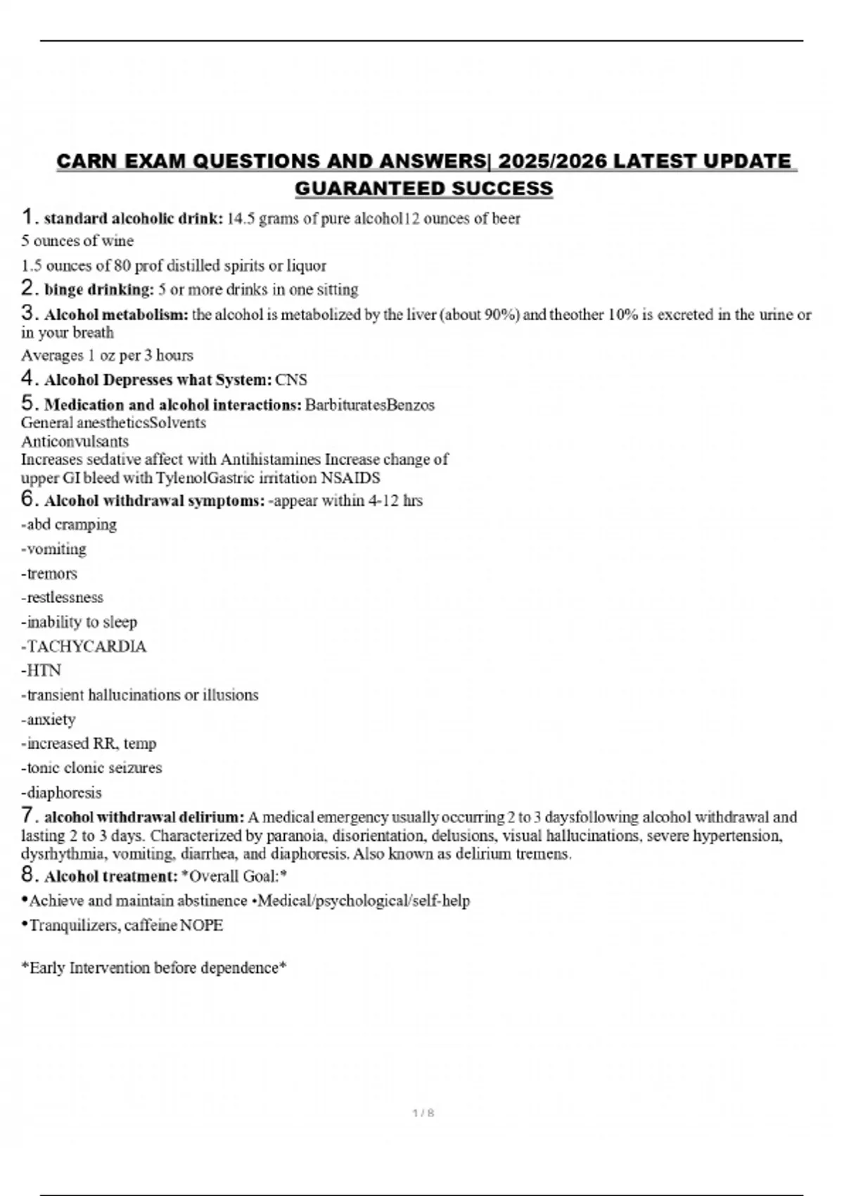 CARN EXAM QUESTIONS AND ANSWERS| 2025/2026 LATEST UPDATE GUARANTEED ...