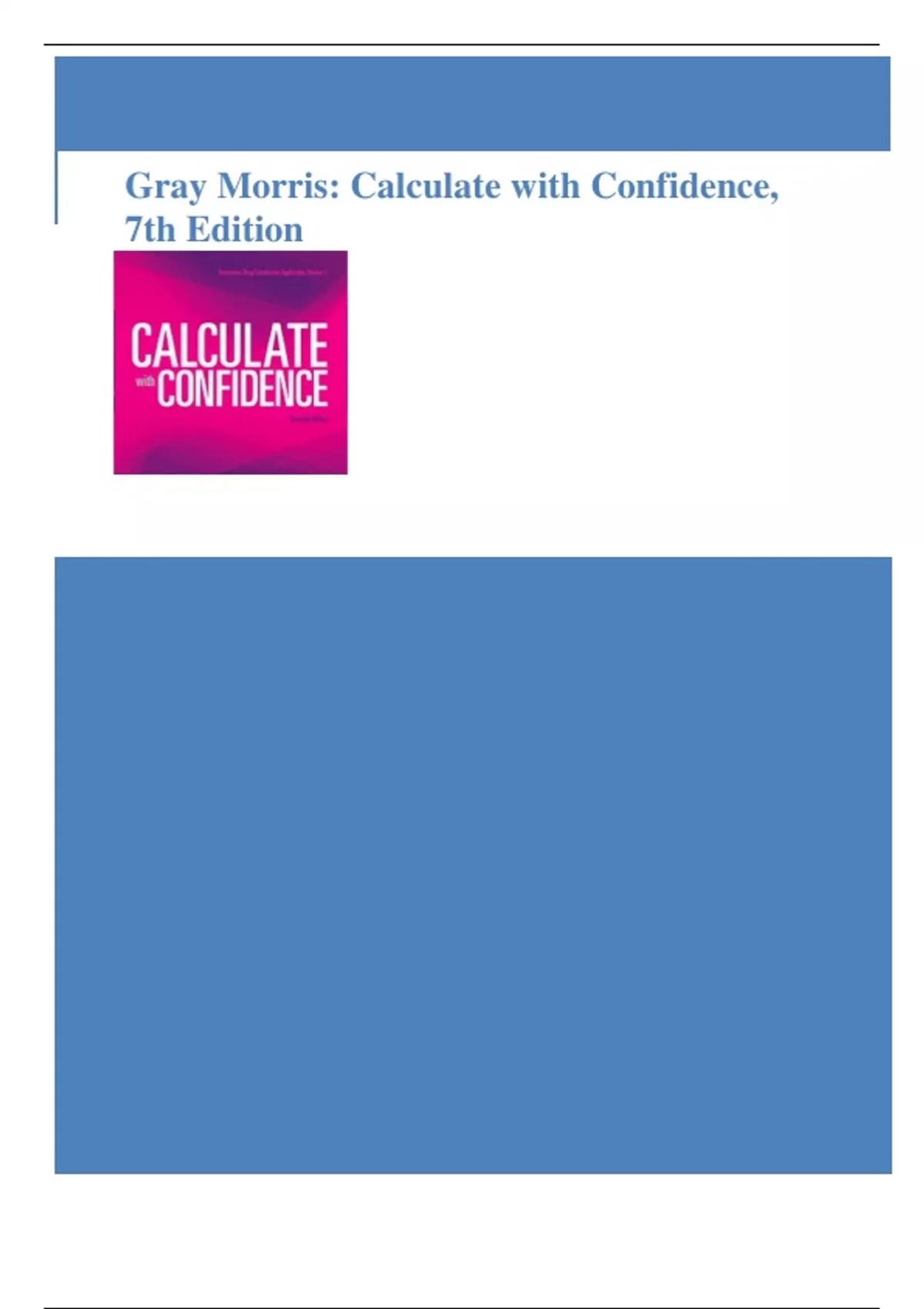 Gray Morris: Calculate with Confidence, 7th Edition - Gray Morris ...