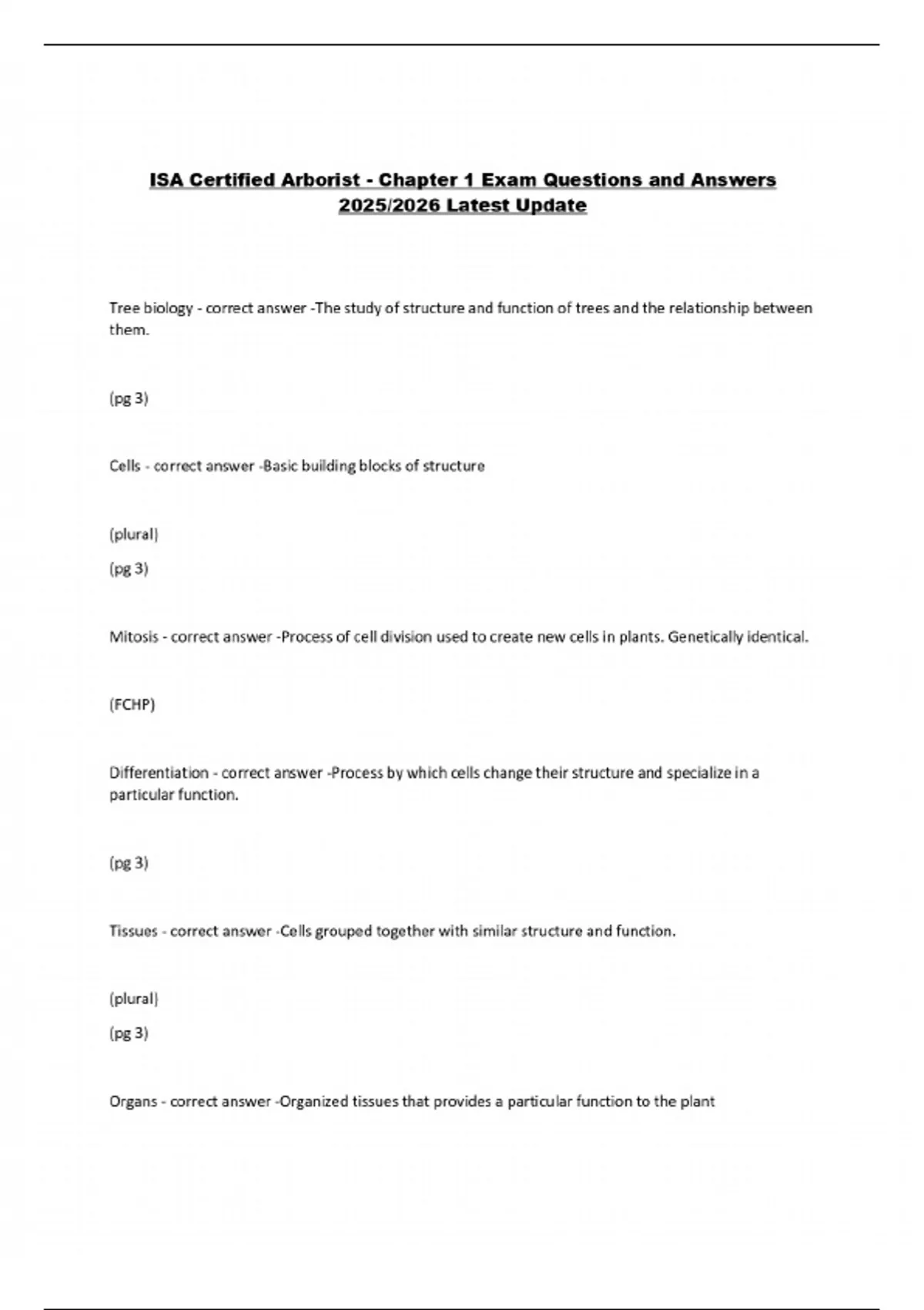 ISA Certified Arborist - Chapter 1 Exam Questions and Answers 2025/2026 ...