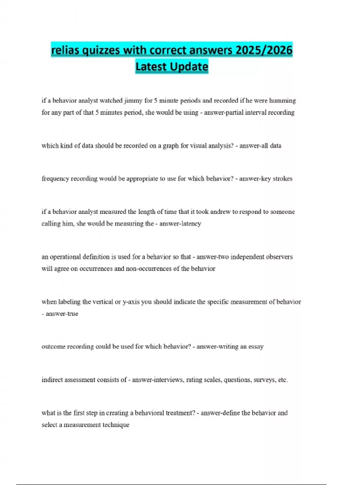 relias quizzes with correct answers 2025/2026 Latest Update - RN RELIAS ...
