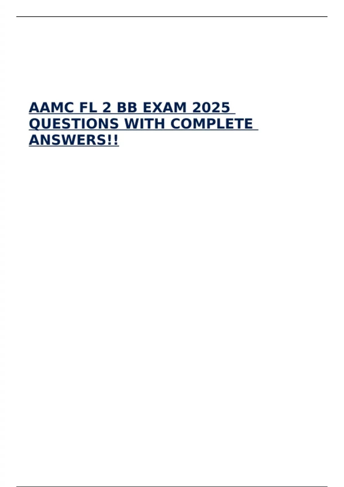 AAMC FL 2 BB EXAM 2025 QUESTIONS WITH COMPLETE ANSWERS!! - AAMC FL 2 BB - Stuvia US