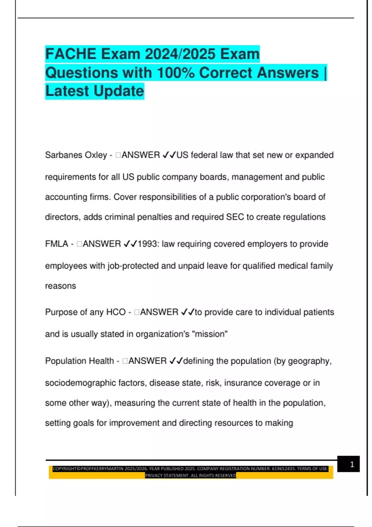 FACHE Exam 2024/2025 Exam Questions with 100% Correct Answers | Latest ...