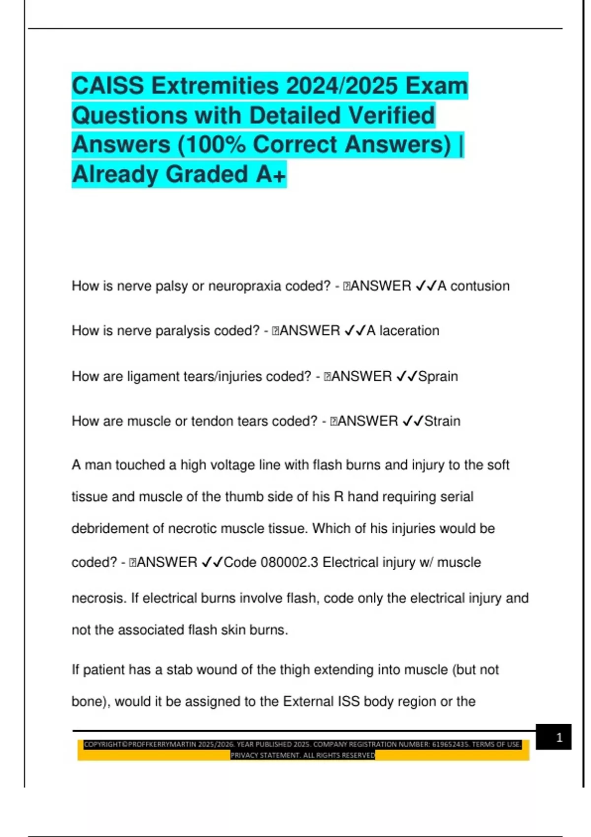 CAISS Extremities 2024/2025 Exam Questions with Detailed Verified ...