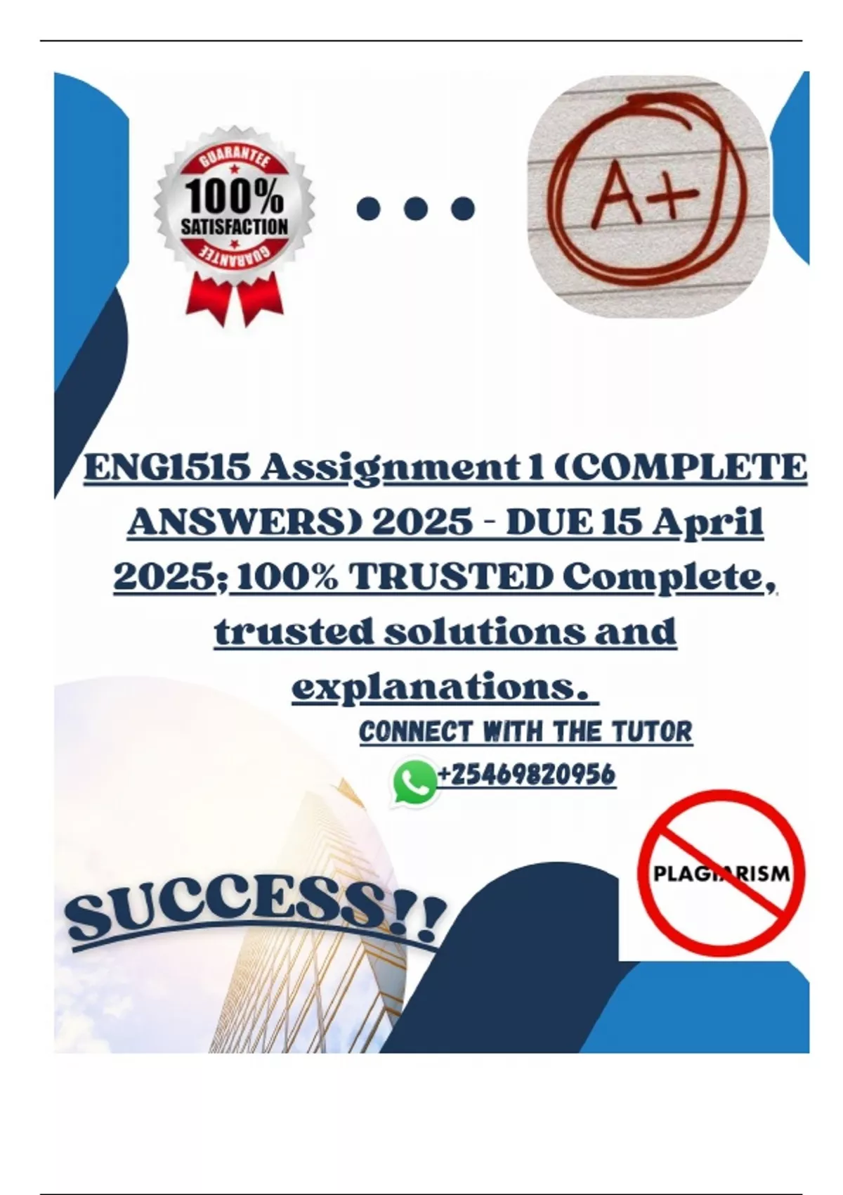 ENG1515 Assignment 1 (COMPLETE ANSWERS) 2025 - DUE 15 April 2025 ...