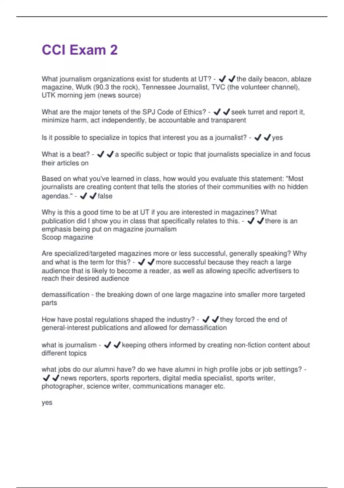 CCI Exam 2 Latest 2025 Update with complete solution. - CCI - Stuvia US