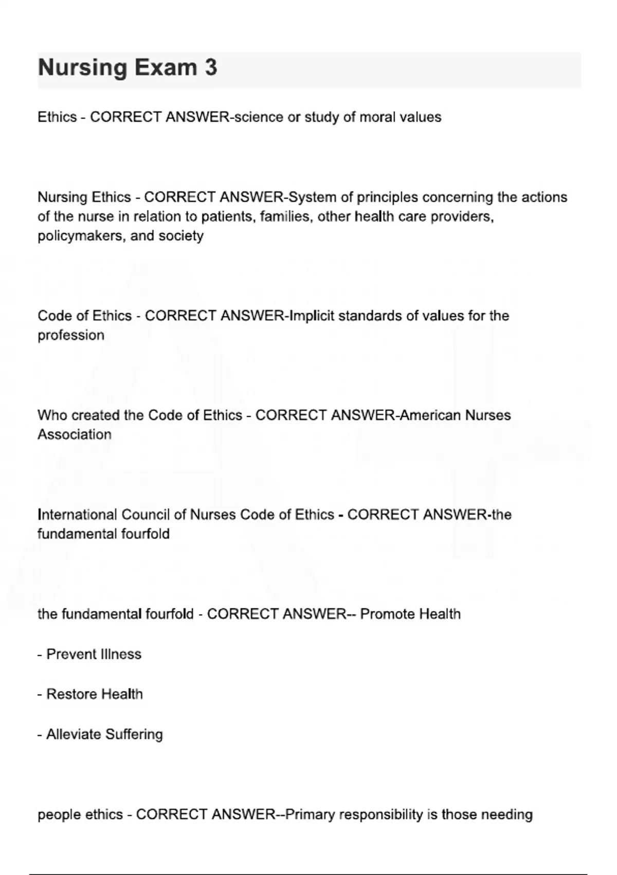 Nursing Exam 3 questions and answers - NURSING. - Stuvia US
