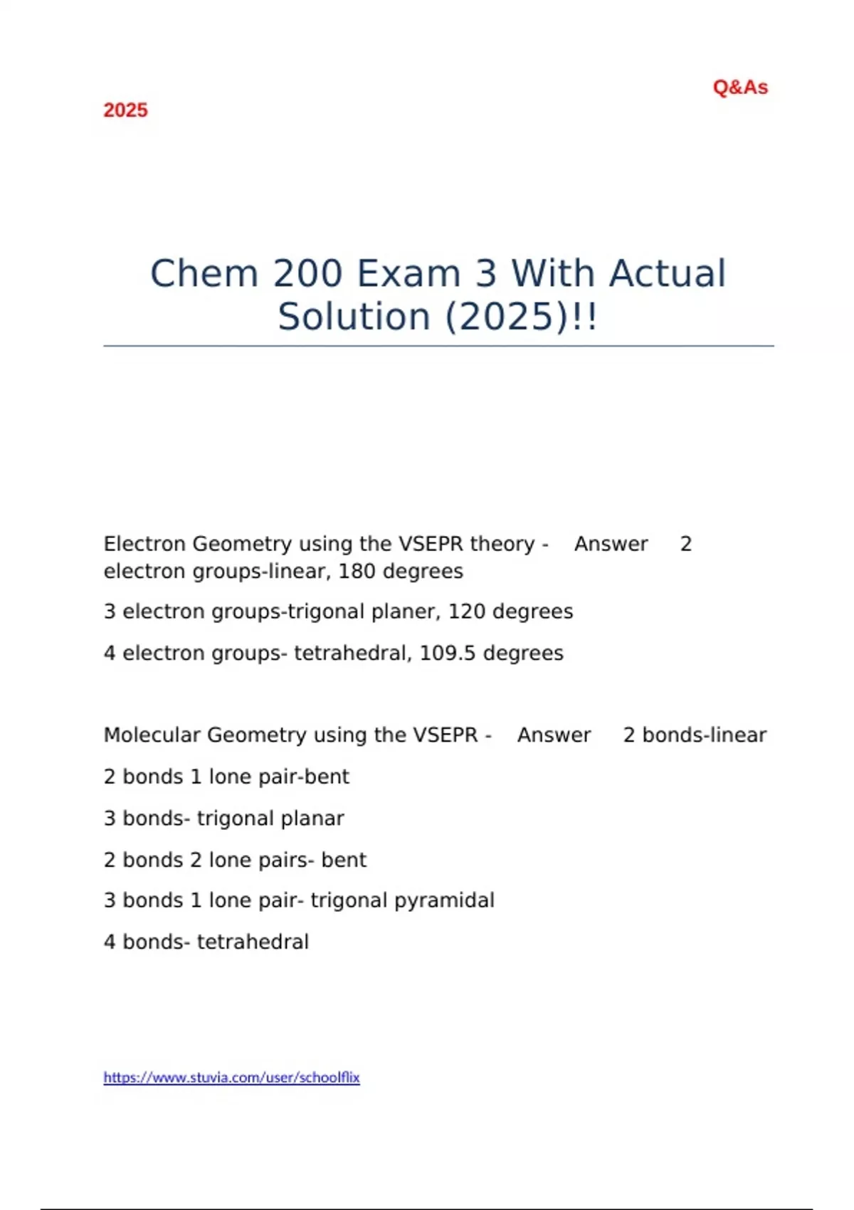 Chem 200 Exam 3 With Actual Solution (2025)!! - CHEM 200 - Stuvia US