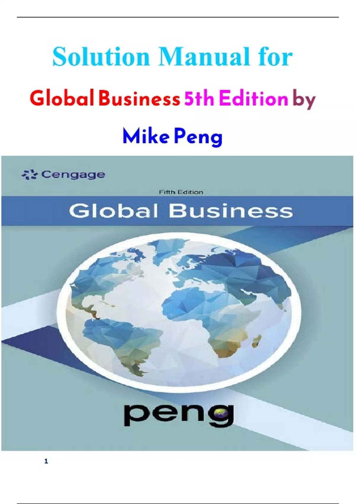 Solution Manual for Global Business 5th Edition by Mike Peng ISBN-9780357716403 All Chapters 1 ...