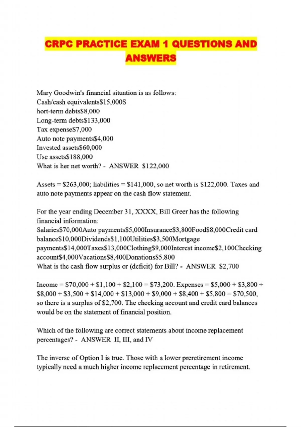 Crpc Practice Exam 1 Questions And Answers Crpc Stuvia Us