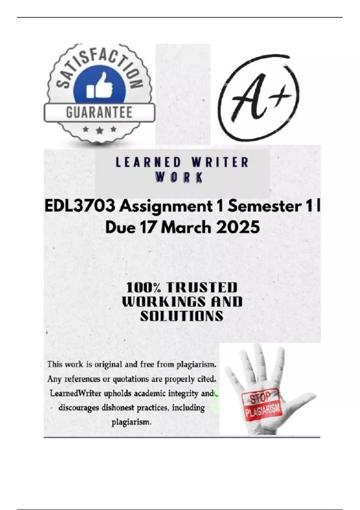 EDL3703 Assignment 1 Semester 1 | Due 17 March 2025;;;. 100% TRUSTED ...
