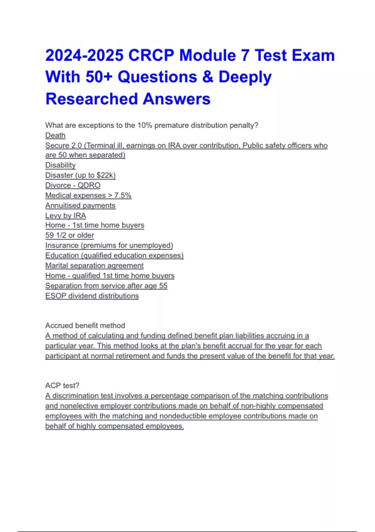 CRCP Module 7 Test Exam With 50+ Questions & Deeply Researched Answers ...