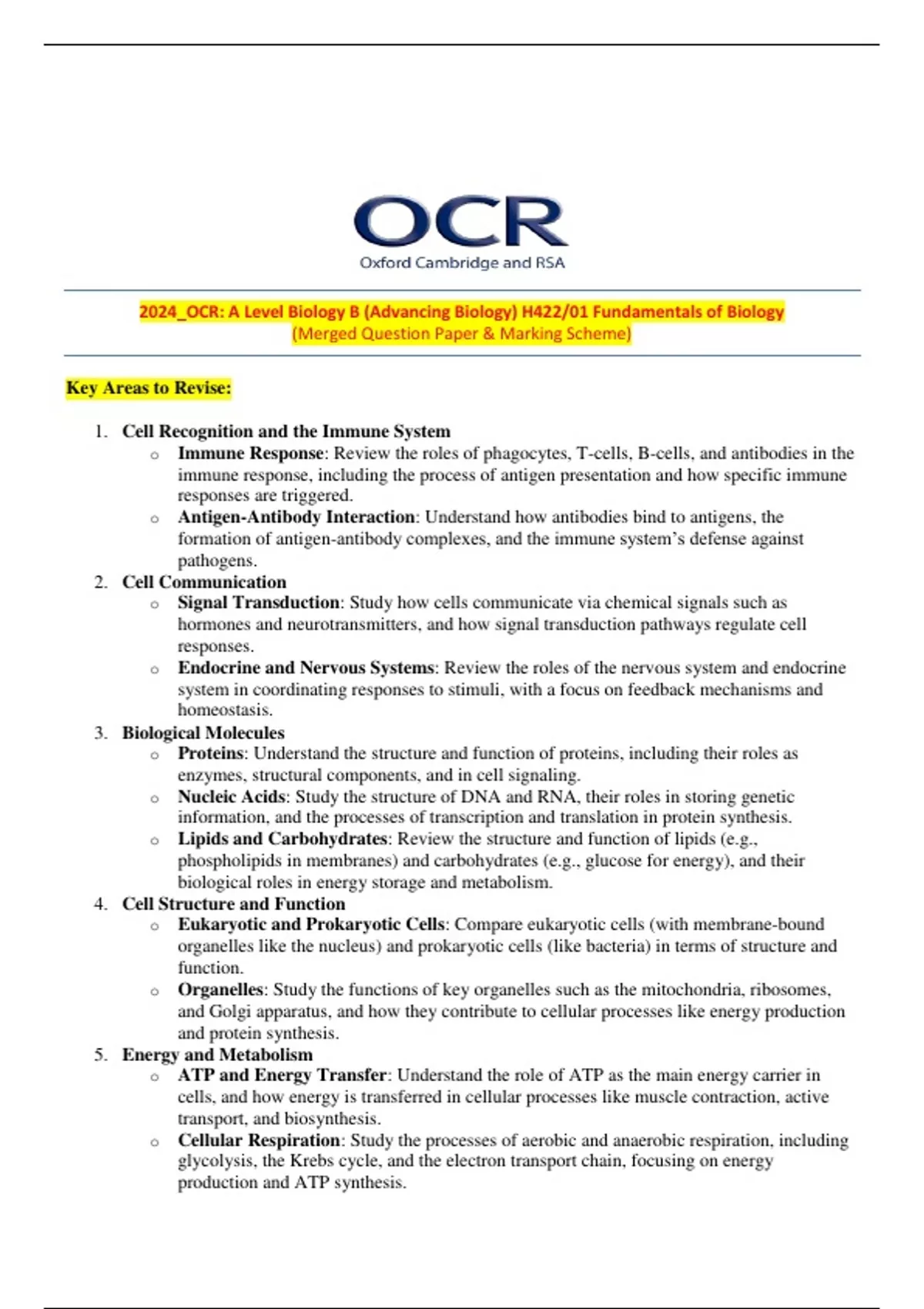 2024_OCR: A Level Biology B (Advancing Biology) H422/01 Fundamentals of Biology (Merged Question ...