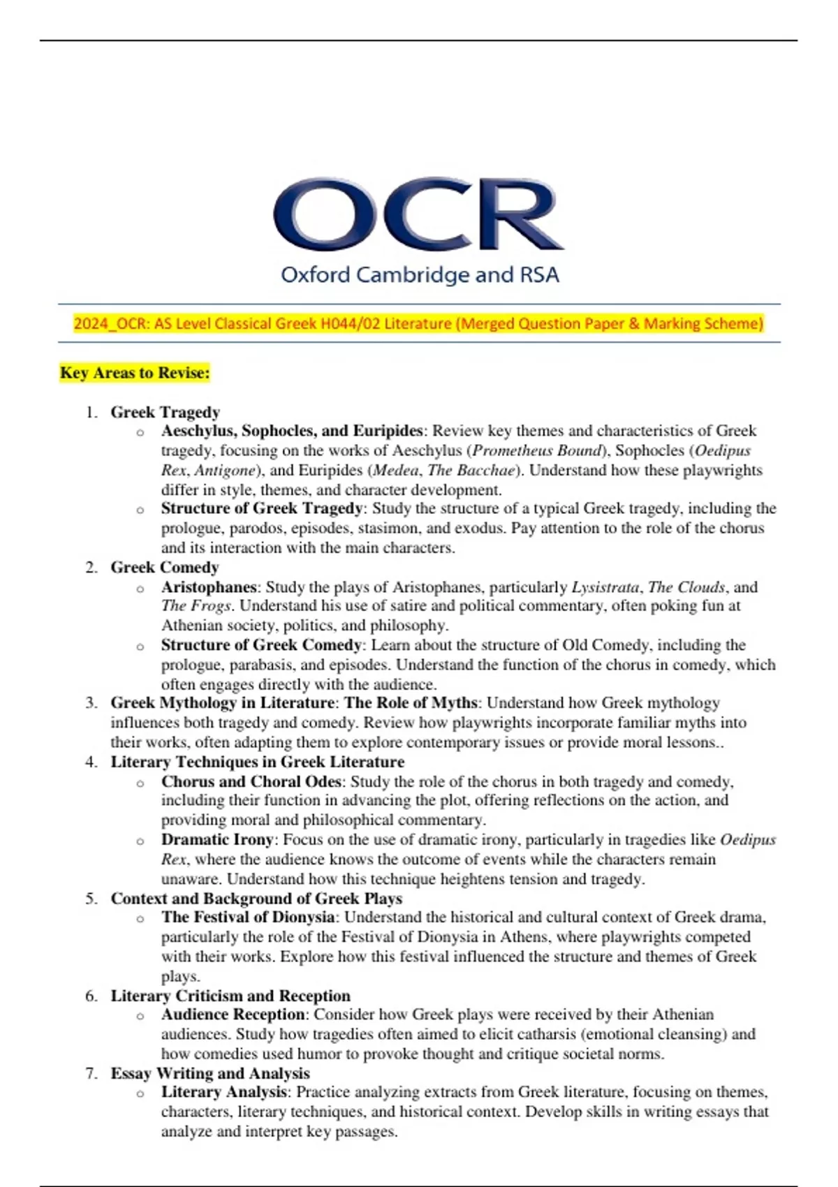 2024_OCR: AS Level Classical Greek H044/02 Literature (Merged Question ...