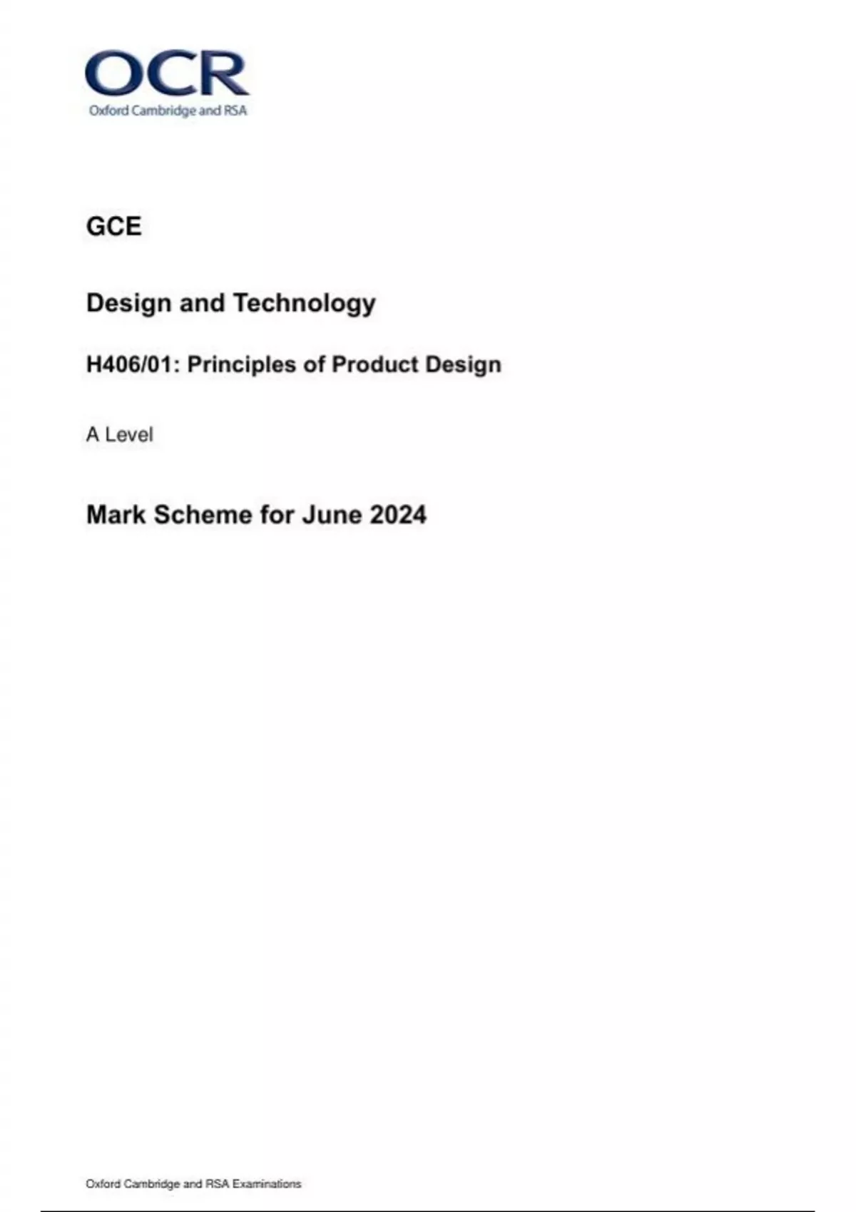 OCR GCE Design and Technology H406/01: Principles of Product Design A ...