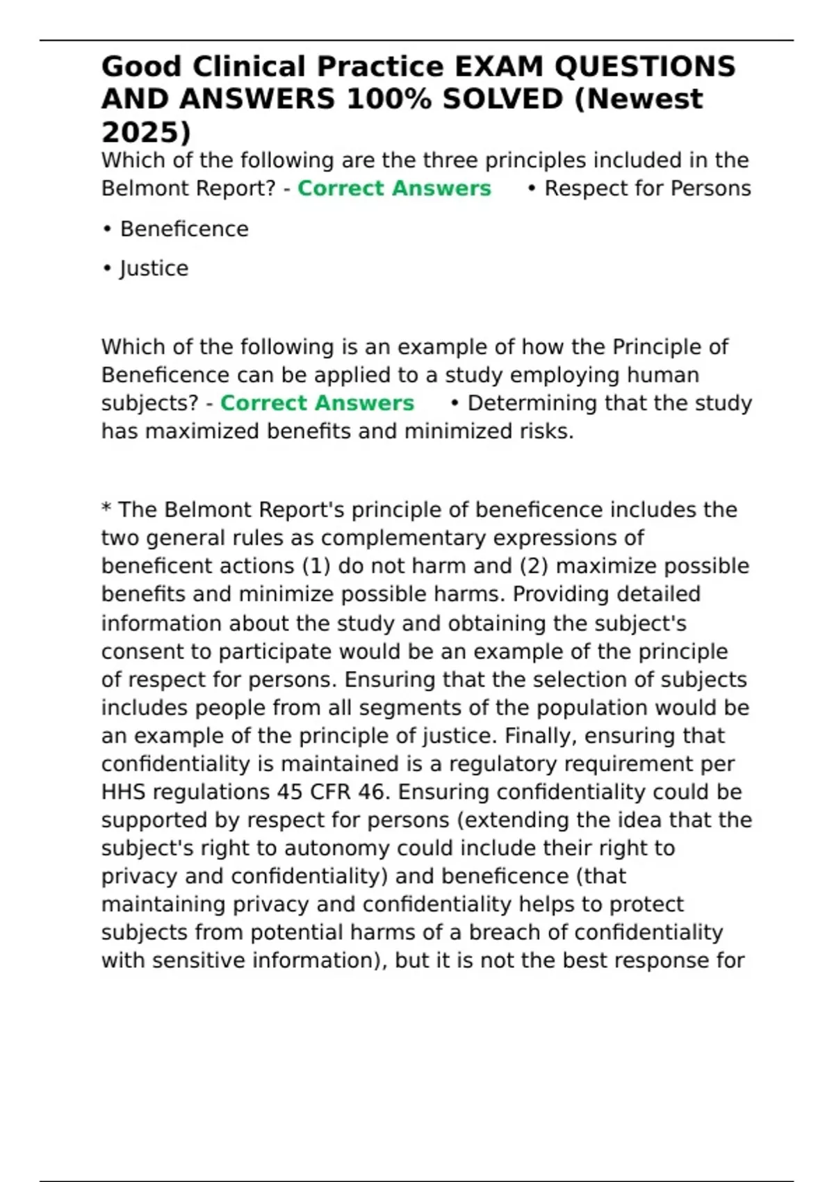 Good Clinical Practice EXAM QUESTIONS AND ANSWERS 100- SOLVED (Newest 2025) - CITI GCP Training ...