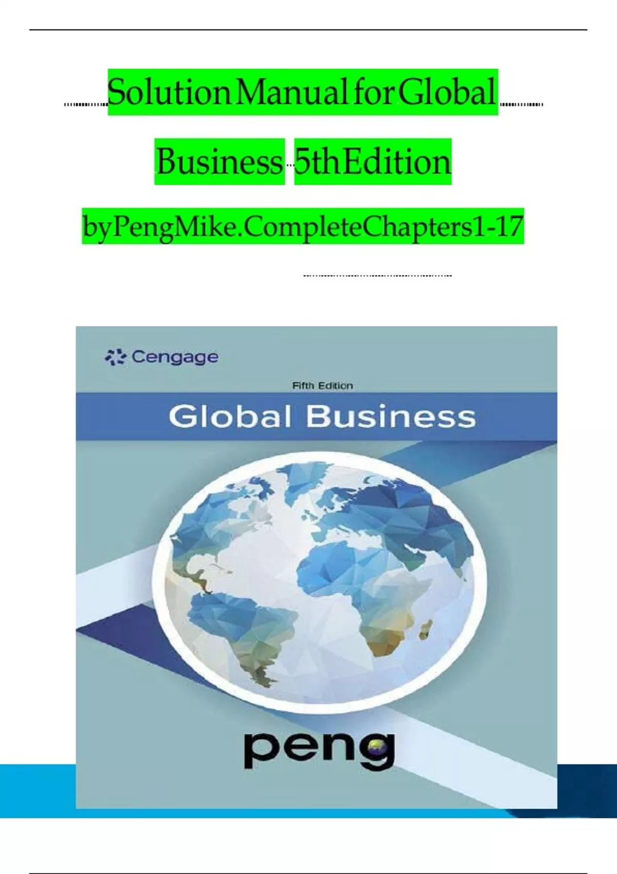 Instructor Manual for Global Business, 5th Edition By Mike W. Peng ||Complete Study Guide ...