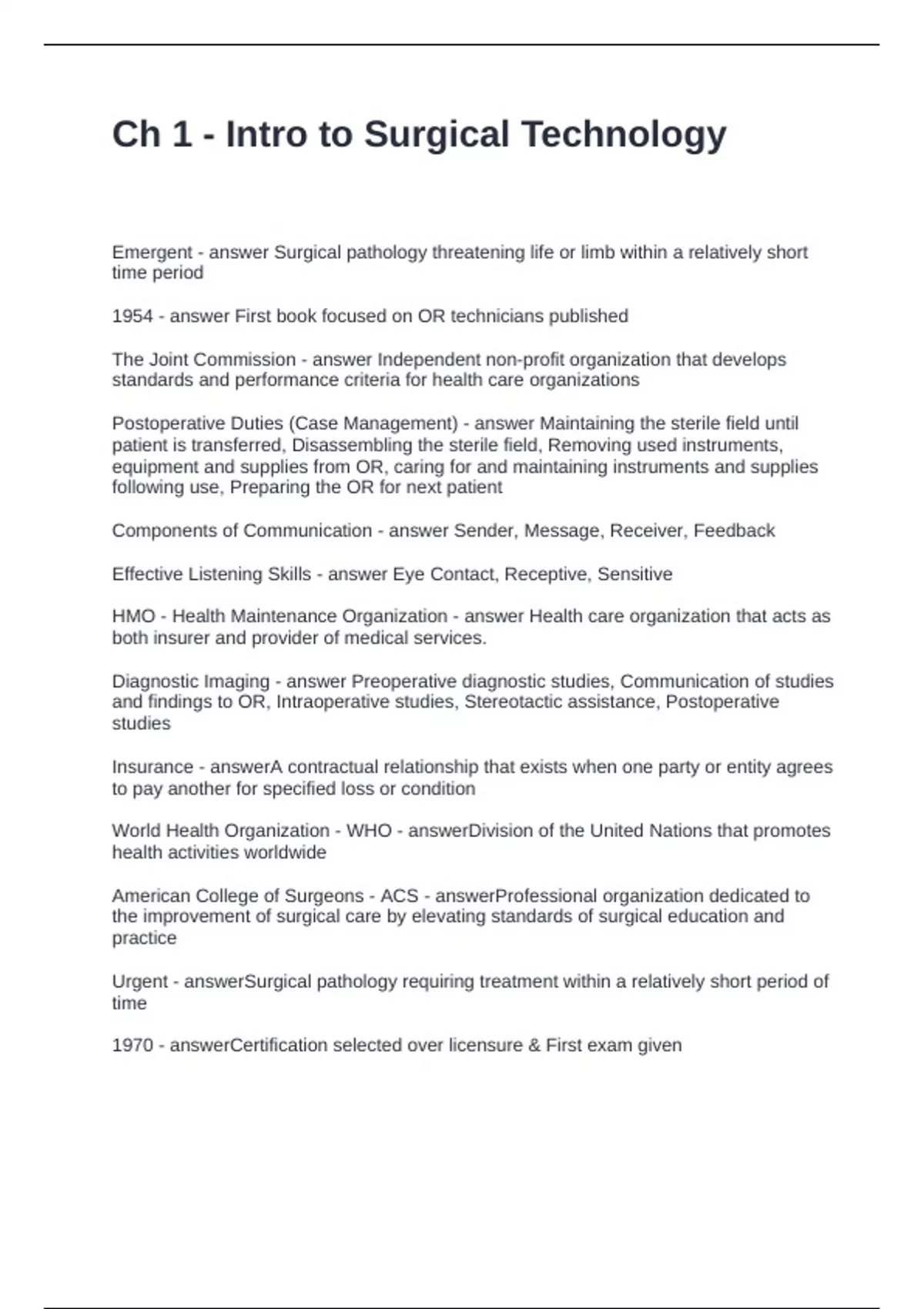 Ch 1 - Intro to Surgical Technology Questions and Answers 2025 ...