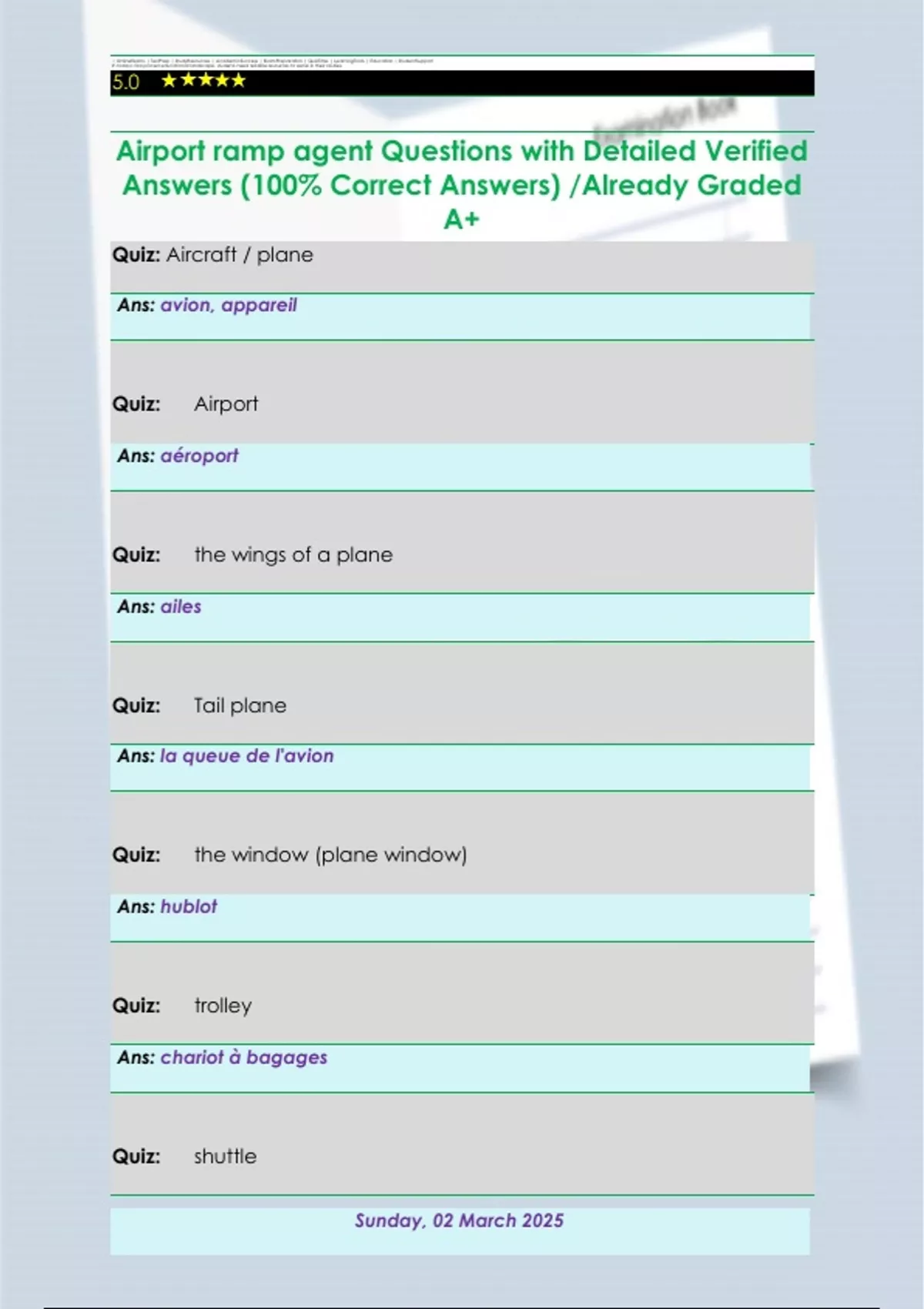 Airport ramp agent Questions with Detailed Verified Answers (100% ...