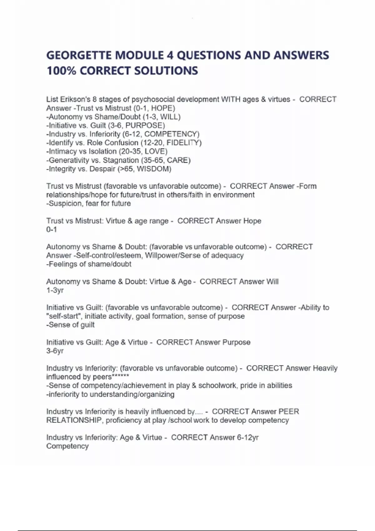 GEORGETTE MODULE 4 QUESTIONS AND ANSWERS 100% CORRECT SOLUTIONS - LMR ...