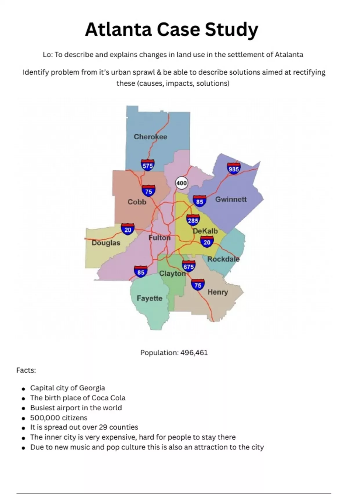 Summary IGCSE Geography Case Study Note (Atlanta) - IGCSE Geography ...