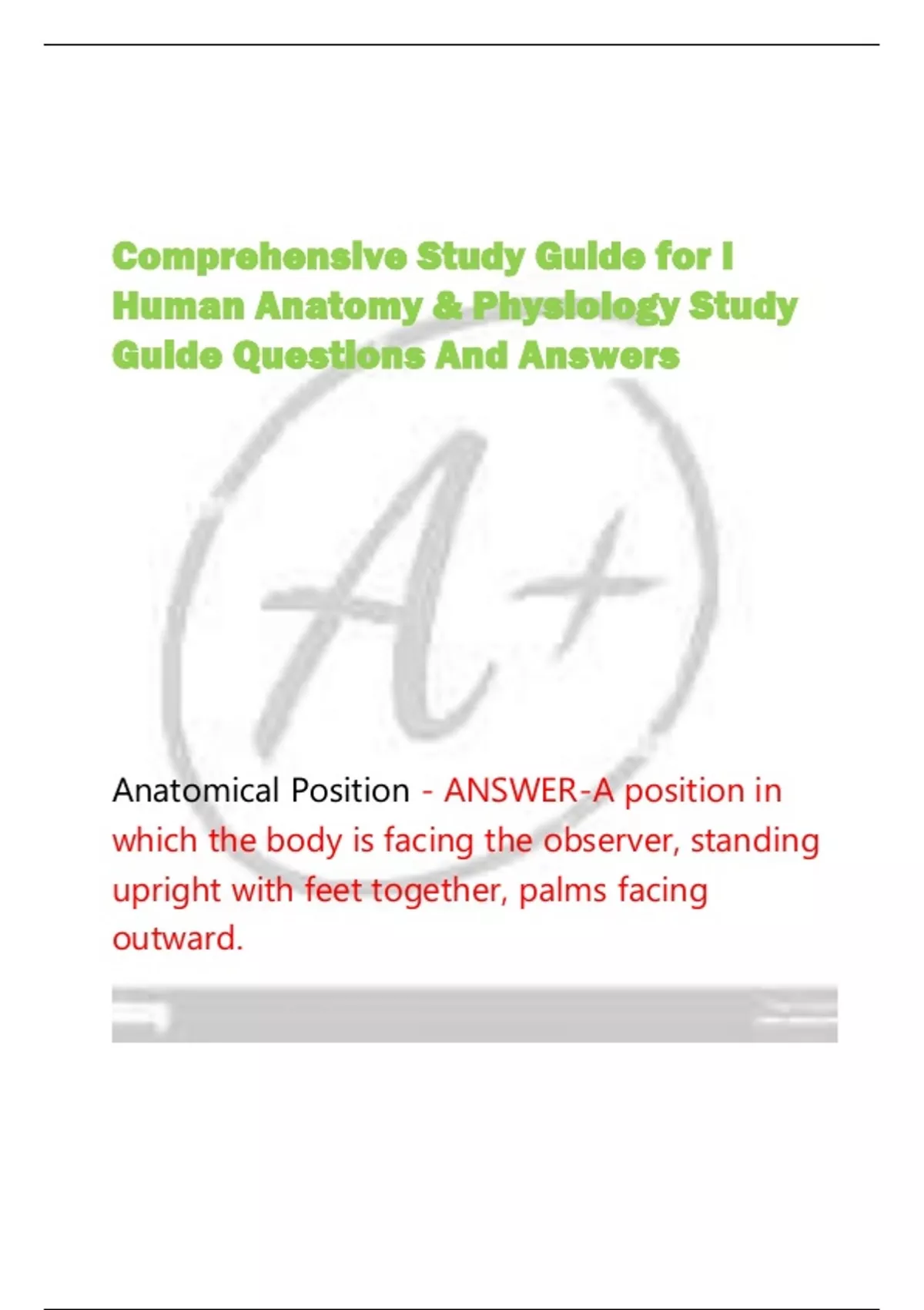Comprehensive Study Guide for I Human Anatomy & Physiology Study Guide ...
