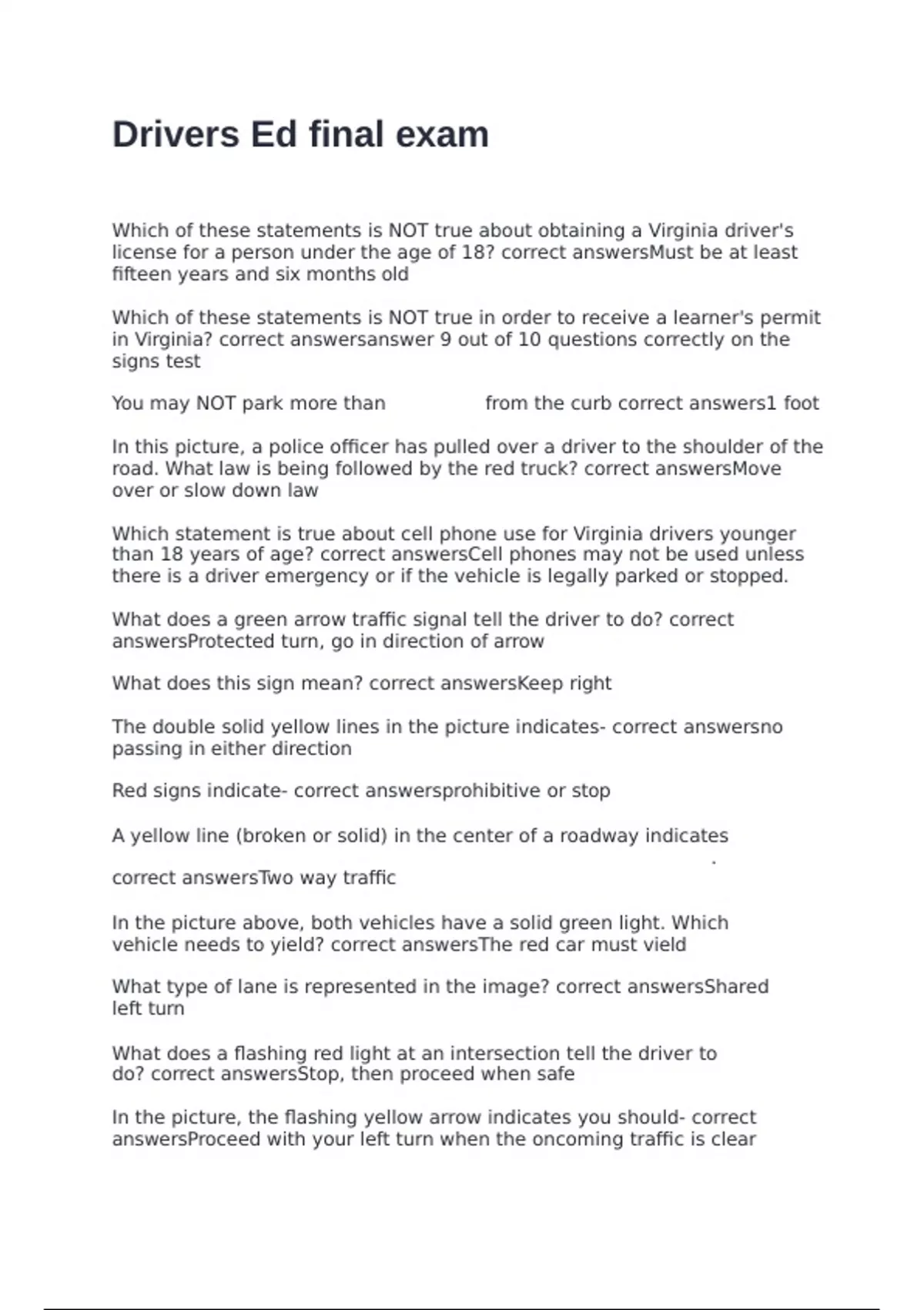 Drivers Ed final exam WITH 100% CORRECT ANSWERS 2025 - Drivers Ed fin ...