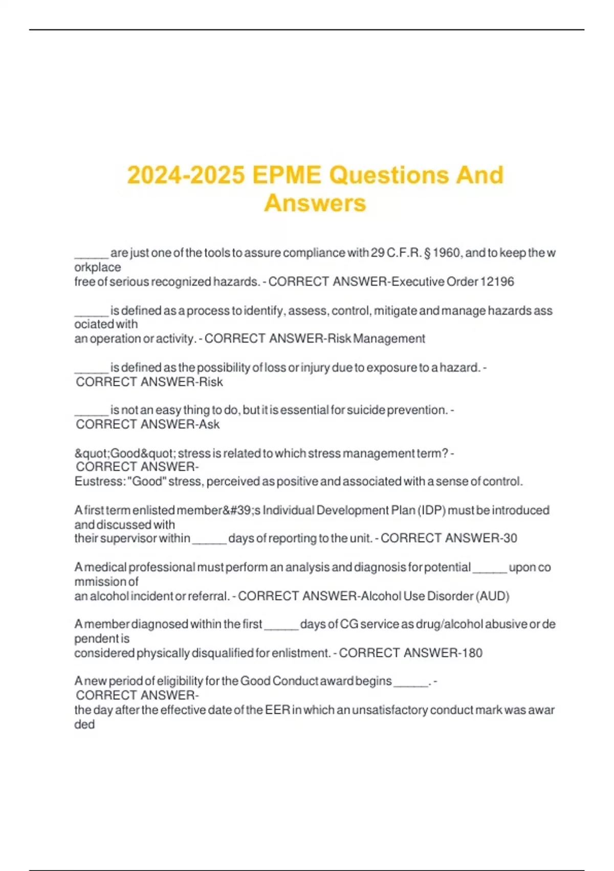 EPME Questions And Answers - 2024-2025 EPME - Stuvia US