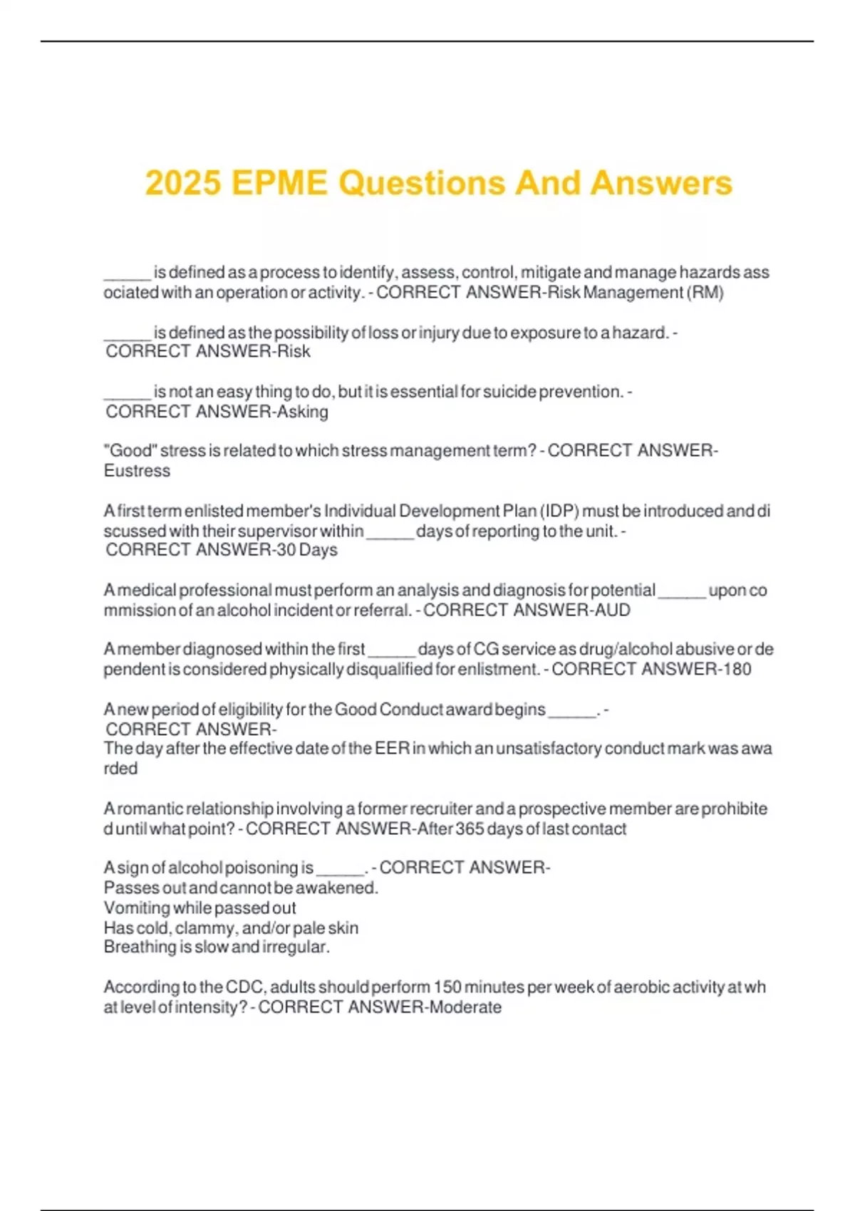 2025 EPME Questions And Answers - 2025 EPME - Stuvia US
