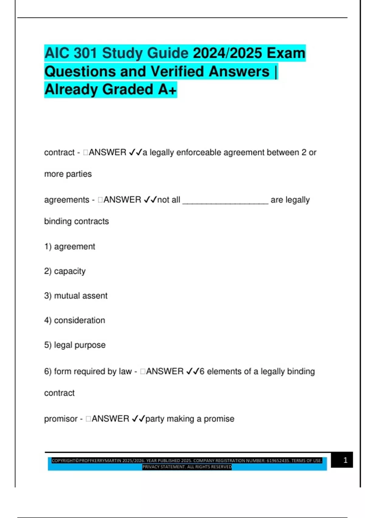 AIC 301 Study Guide 2024/2025 Exam Questions and Verified Answers ...