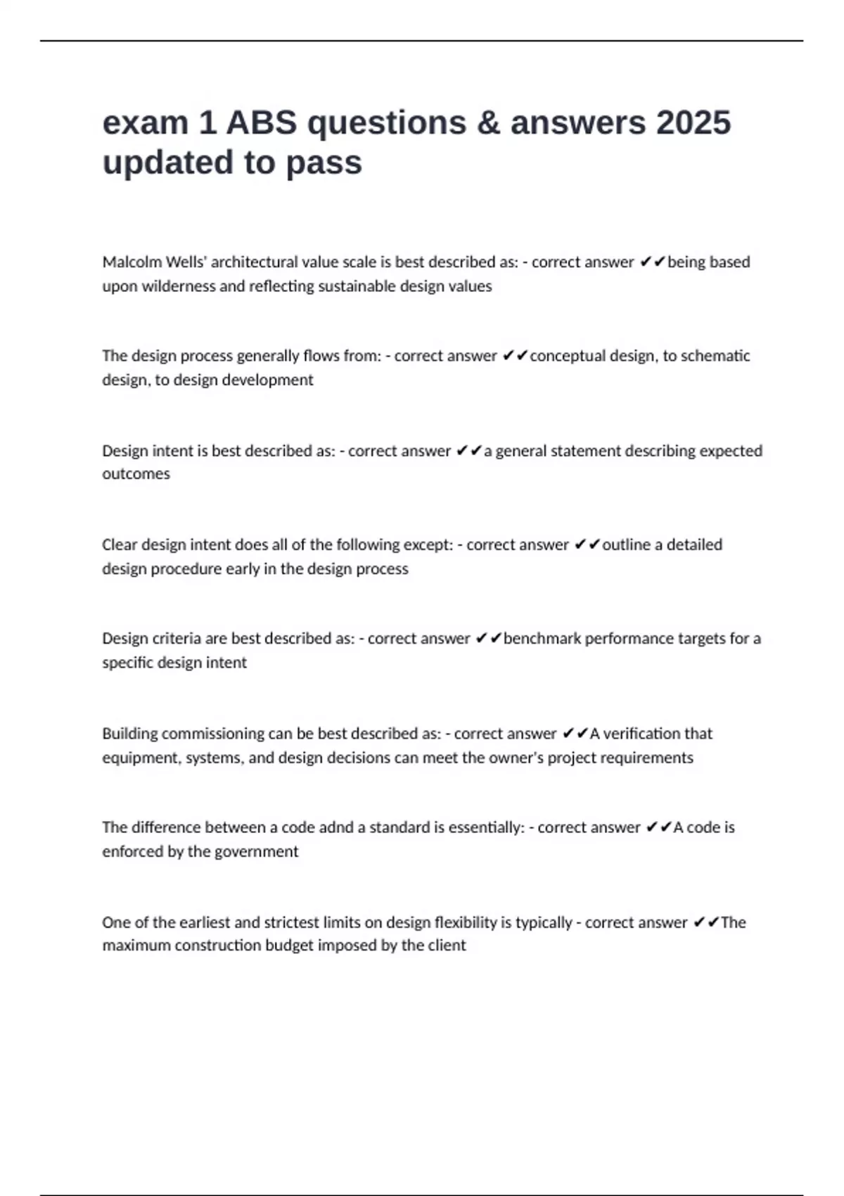 exam 1 ABS questions & answers 2025 updated to pass - ABS - Stuvia US