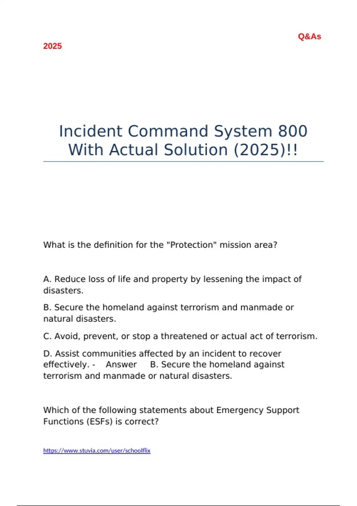Incident Command System 800 With Actual Solution (2025)!! - Fema 800 ...