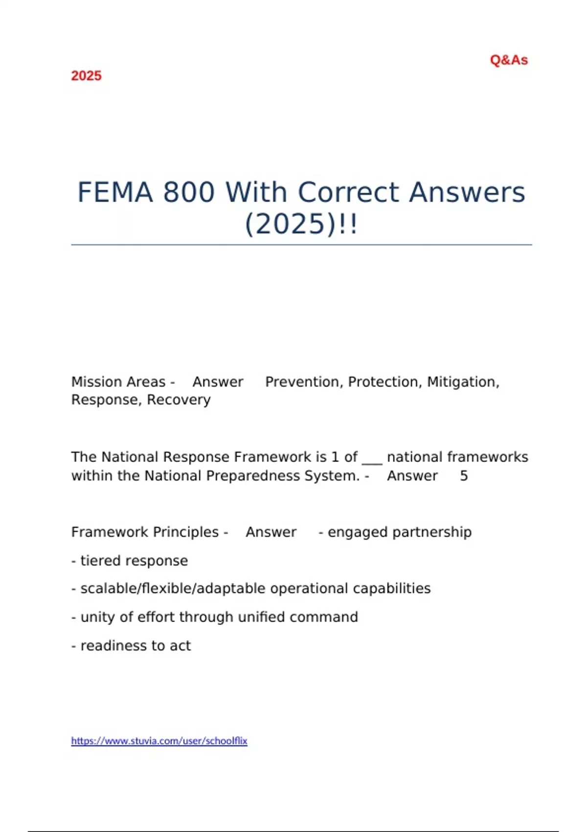 FEMA 800 With Correct Answers (2025)!! - Fema 800 - Stuvia US