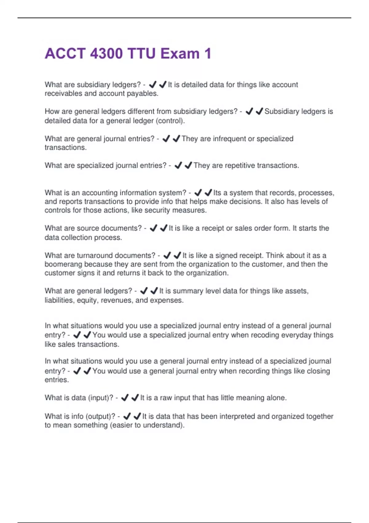ACCT 4300 TTU Exam 1 Questions and Answers|2025 Update|100% Correct ...