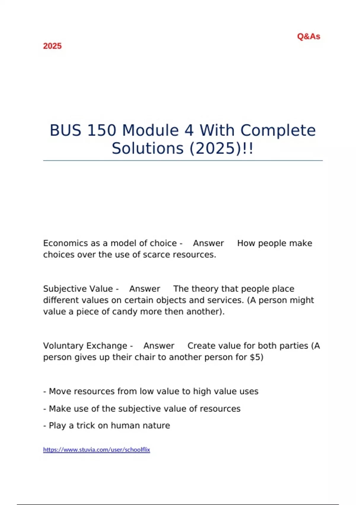 BUS 150 Module 4 With Complete Solutions (2025)!! - BUS 150 - Stuvia US
