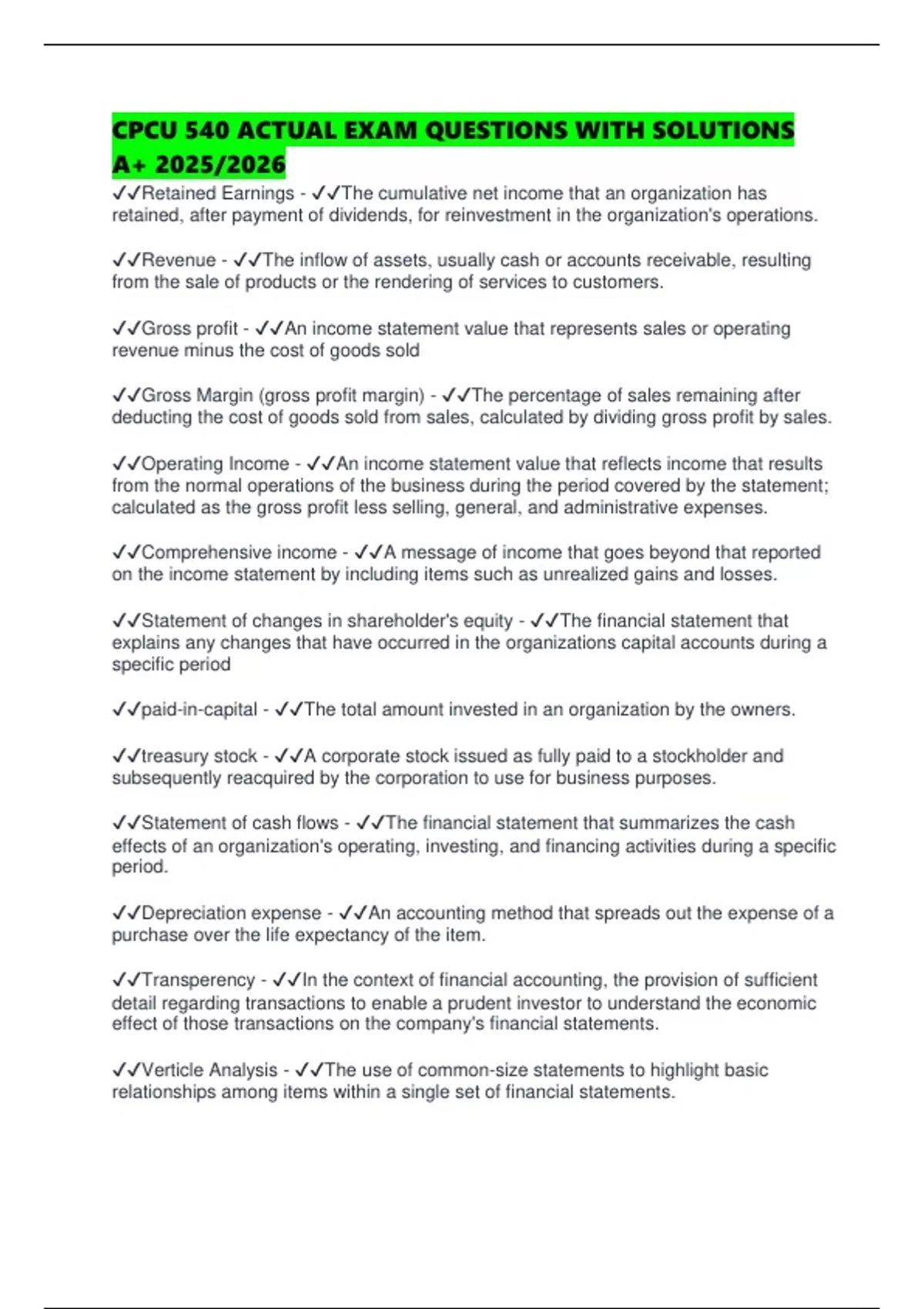 CPCU 540 ACTUAL EXAM QUESTIONS WITH SOLUTIONS A+ 2025/2026 - CPCU 540 ...