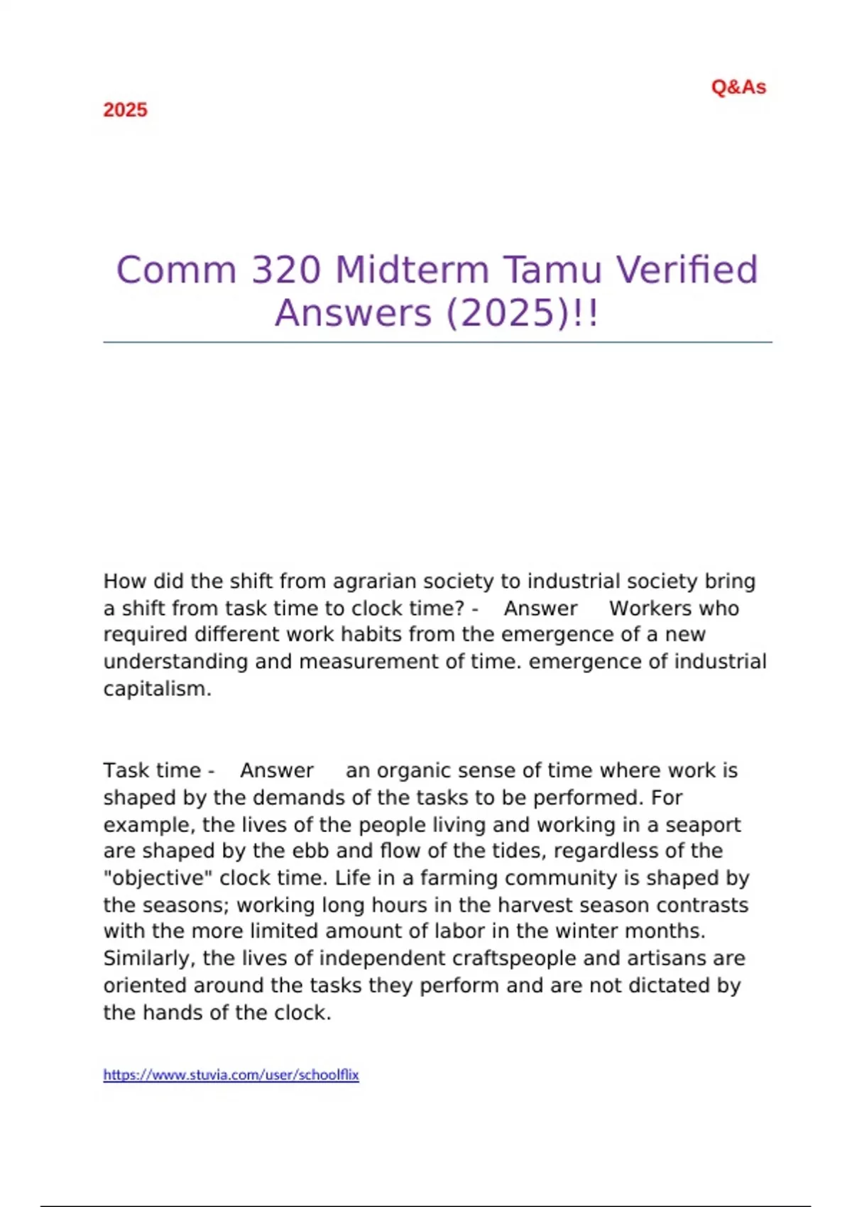 Comm 320 Midterm Tamu Verified Answers (2025)!! - Comm 320 - Stuvia