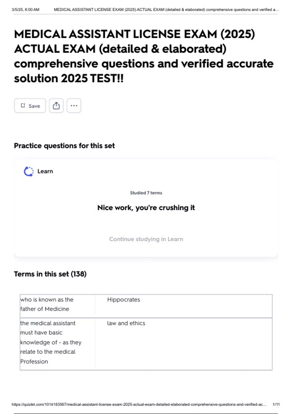 MEDICAL ASSISTANT LICENSE EXAM (2025) ACTUAL EXAM (detailed ...