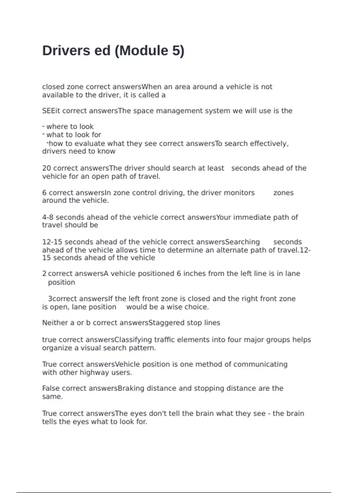 Drivers ed (Module 5) exam with 100% correct answers 2025 - Drivers ed ...