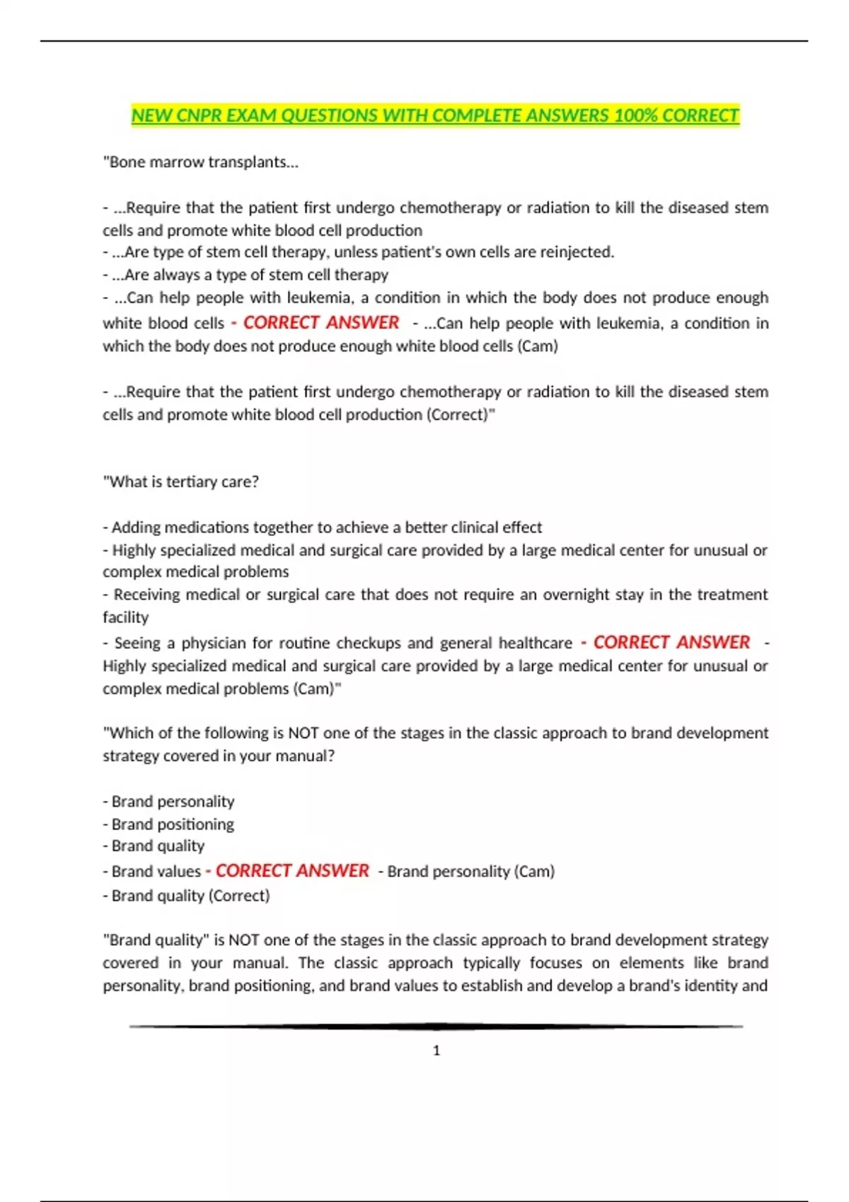 NEW CNPR EXAM QUESTIONS WITH COMPLETE ANSWERS 100% CORRECT - CNPR ...