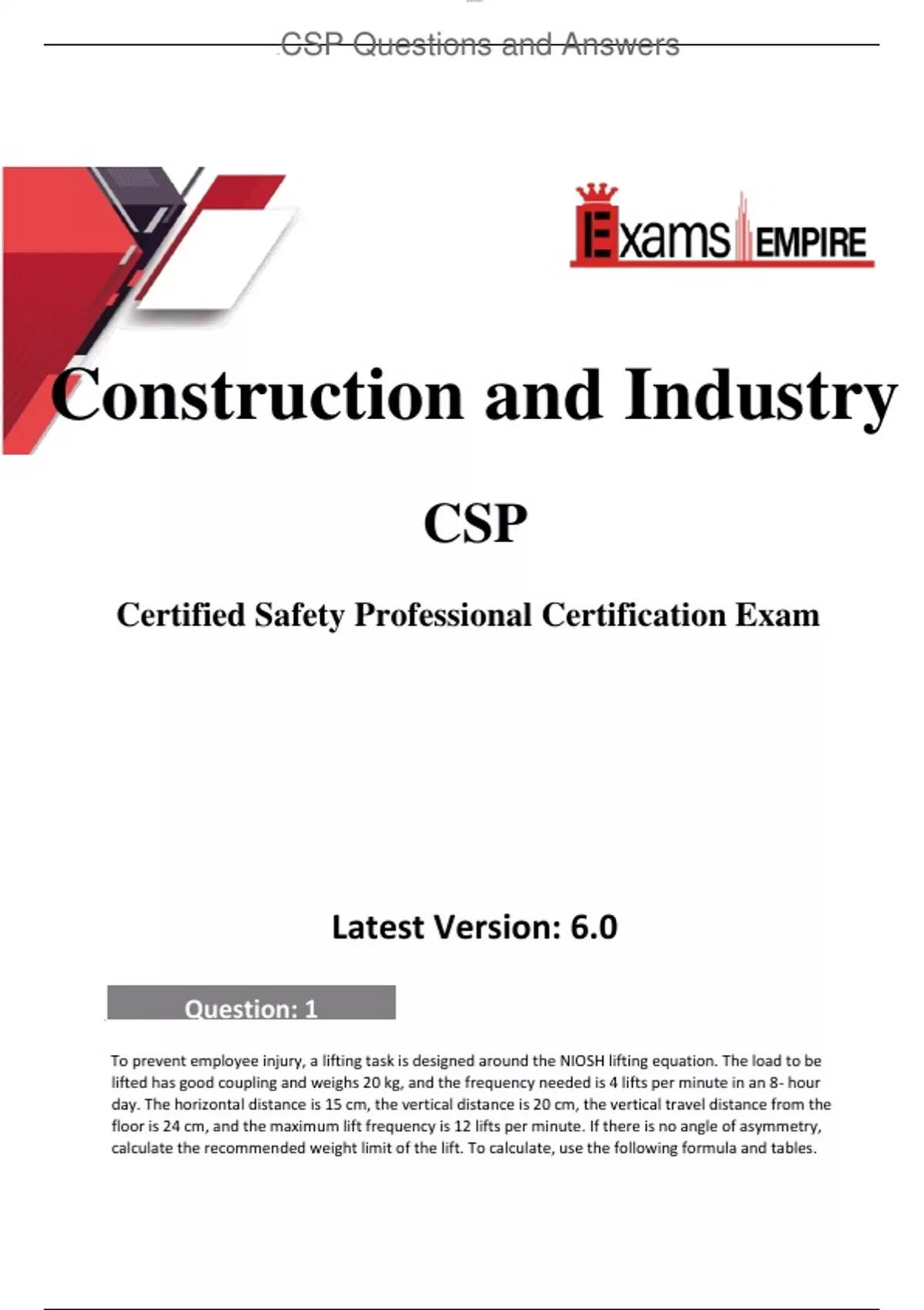 CSP Certified Safety Professional Certification Exam - CSP Certified Safety Professional - Stuvia US