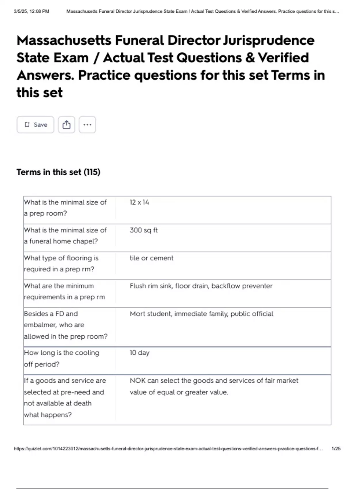 Massachusetts Funeral Director Jurisprudence State Exam / Actual Test ...