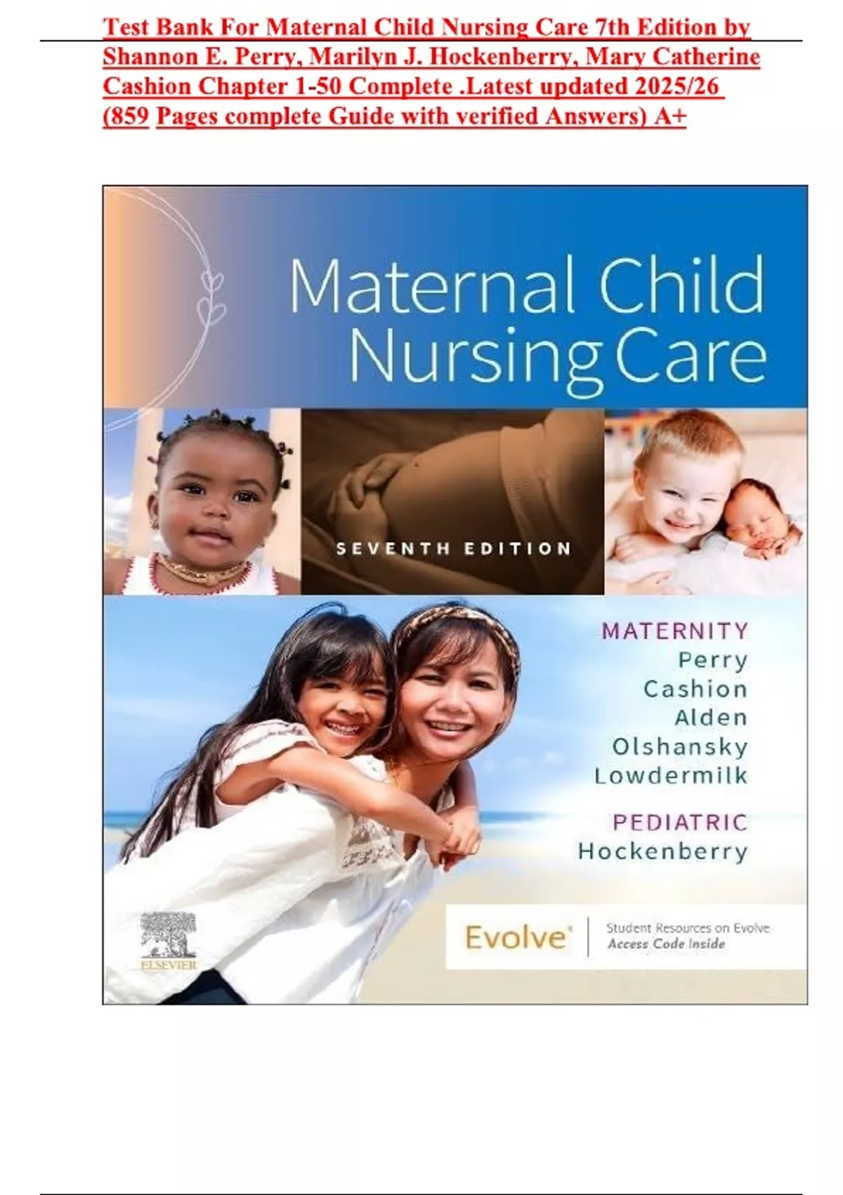 Test Bank For Maternal Child Nursing Care 7th Edition by Shannon E ...
