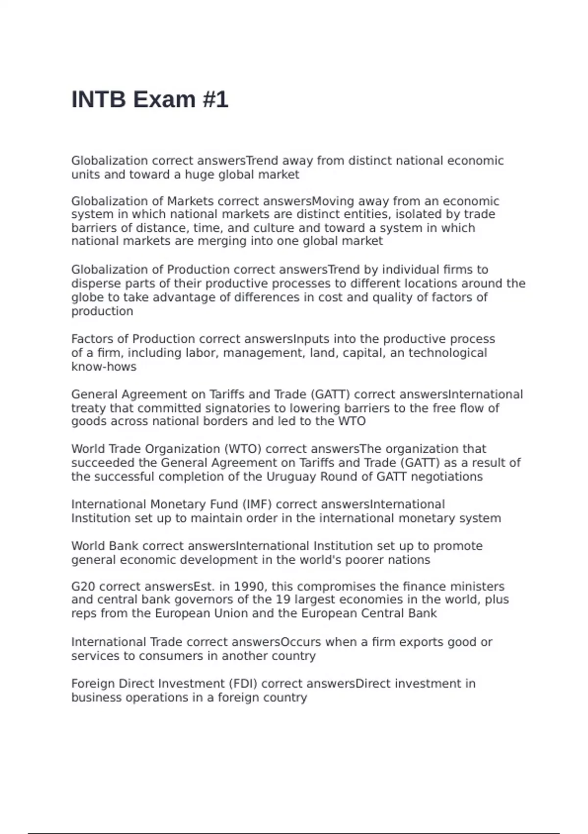 INTB Exam with 100% correct answers 2025 - INTB Exa - Stuvia US